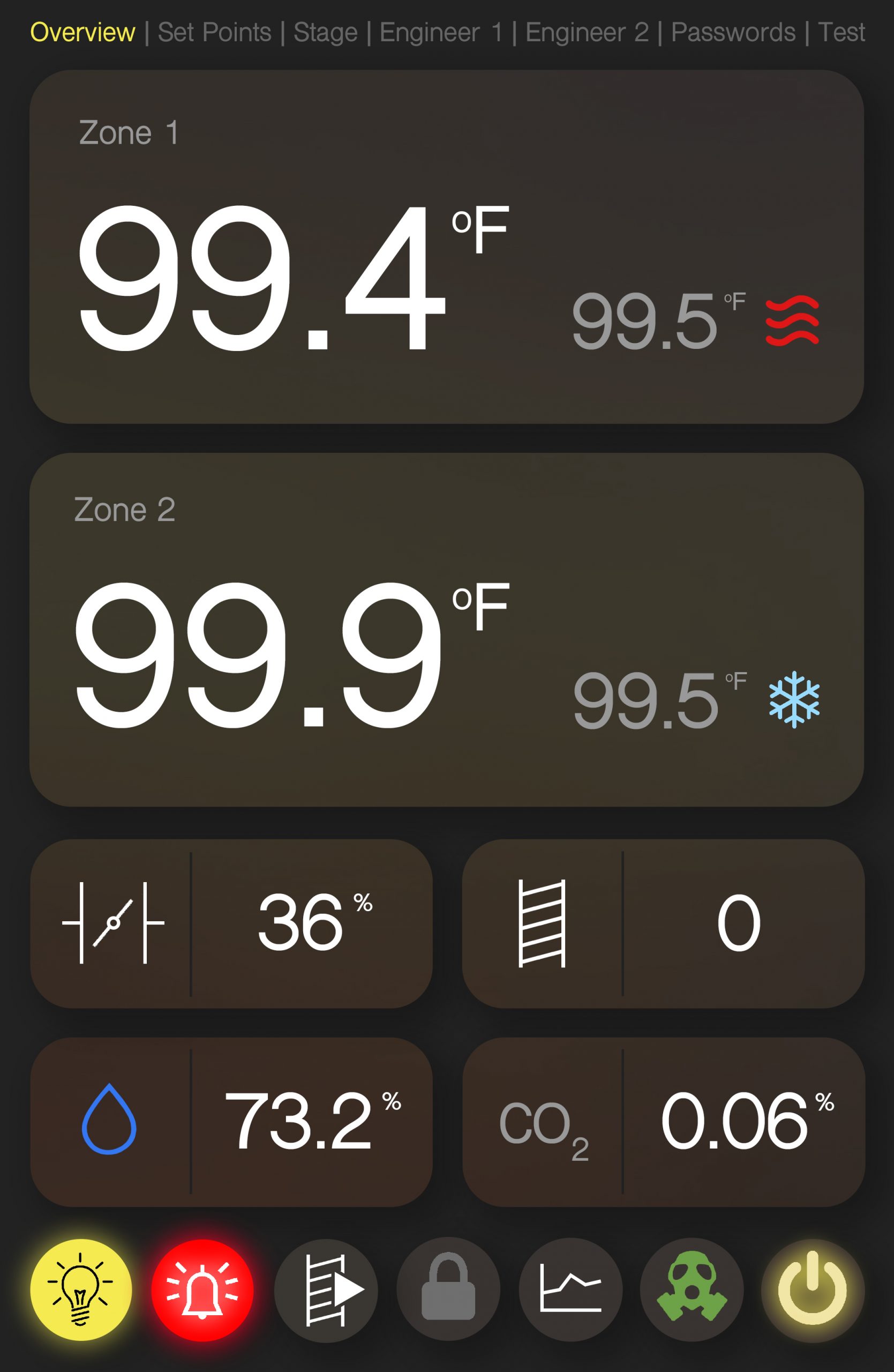 Écran principal 2 zones | Incubateur Jamesway Chick Master